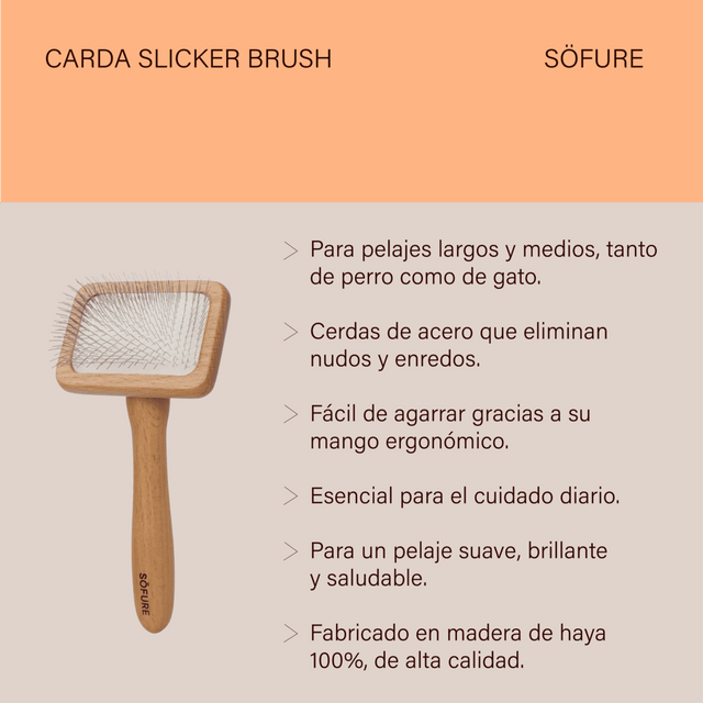 Cepillo Estilo Carda - Madera de Haya Natural- Sofure